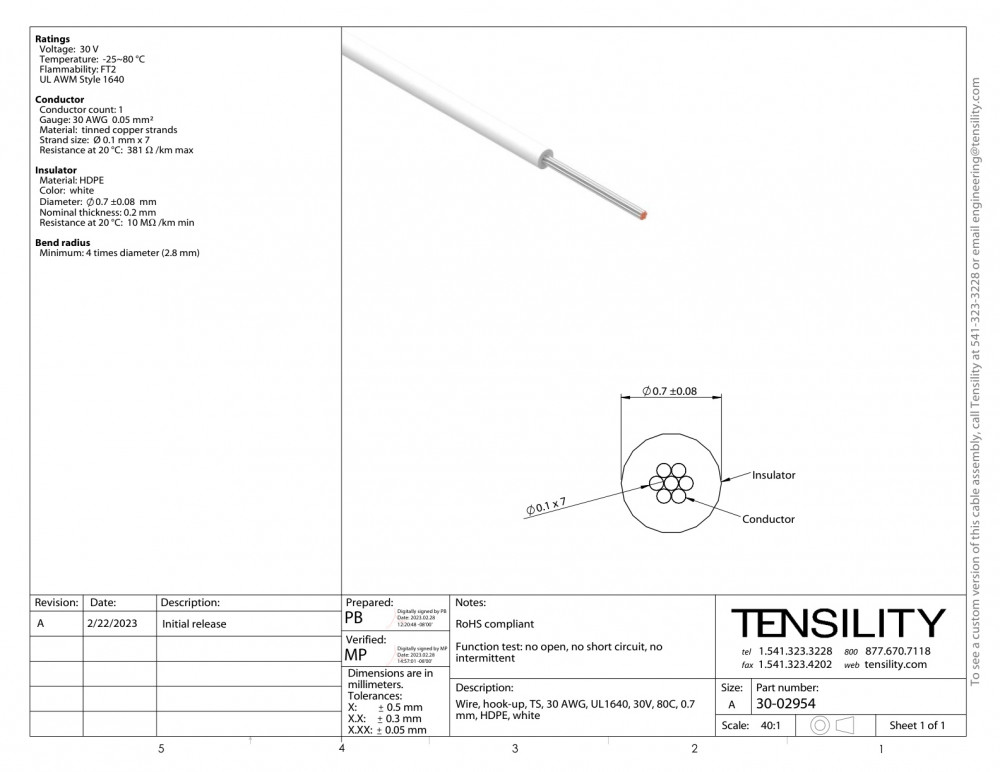 Tensility International 30-02954 product drawing