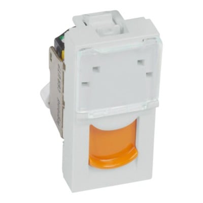Arteor™ - RJ45 socket category 6A UTP 1 module Soft Alu with orange shutter for sale
