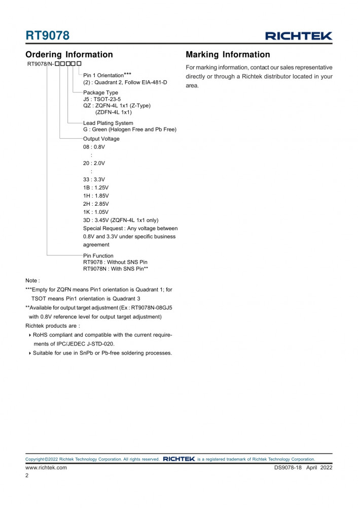 RT9078 datasheet page 2