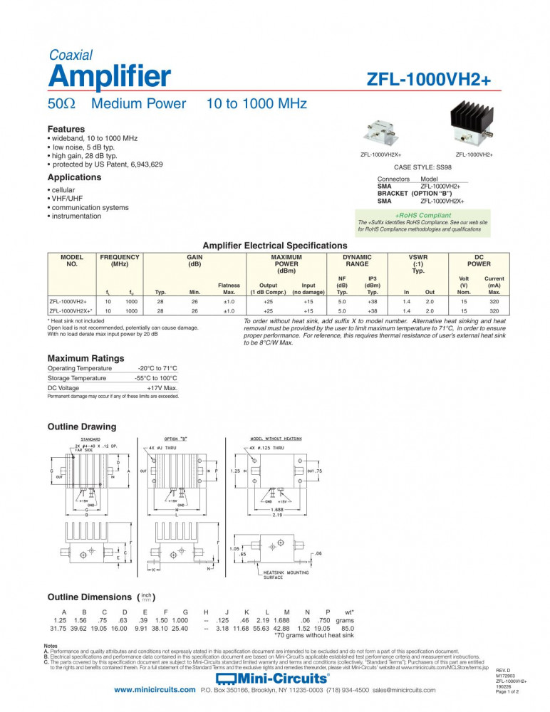 ZFL-1000VH2+ technical document page 1