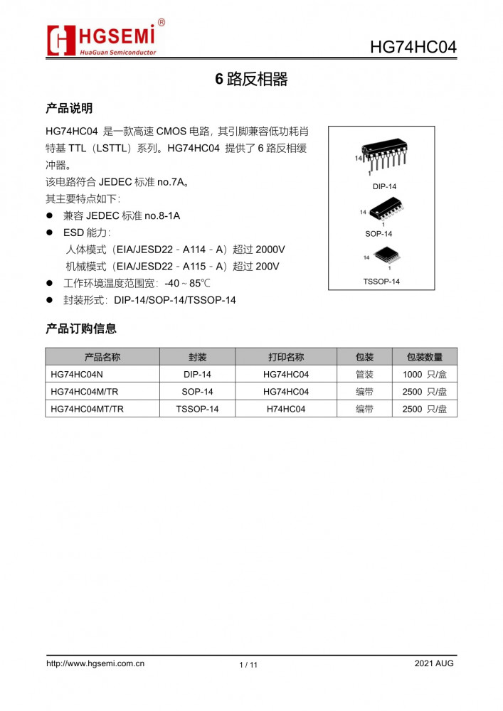 HG74HC04M/TR datasheet page 1