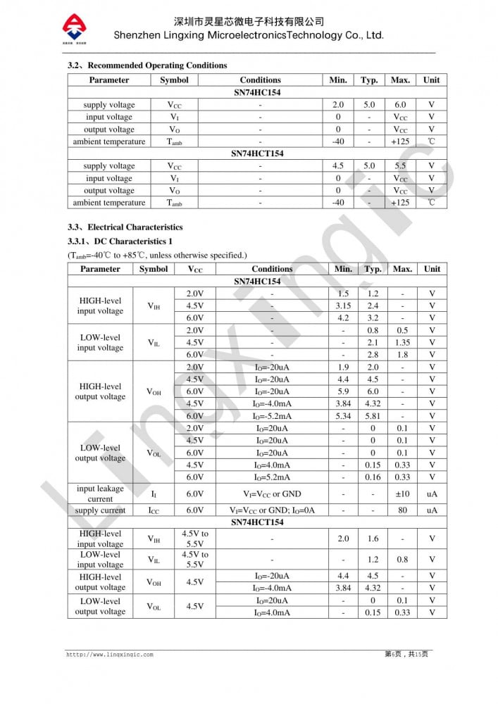SN74HC154 datasheet page 6