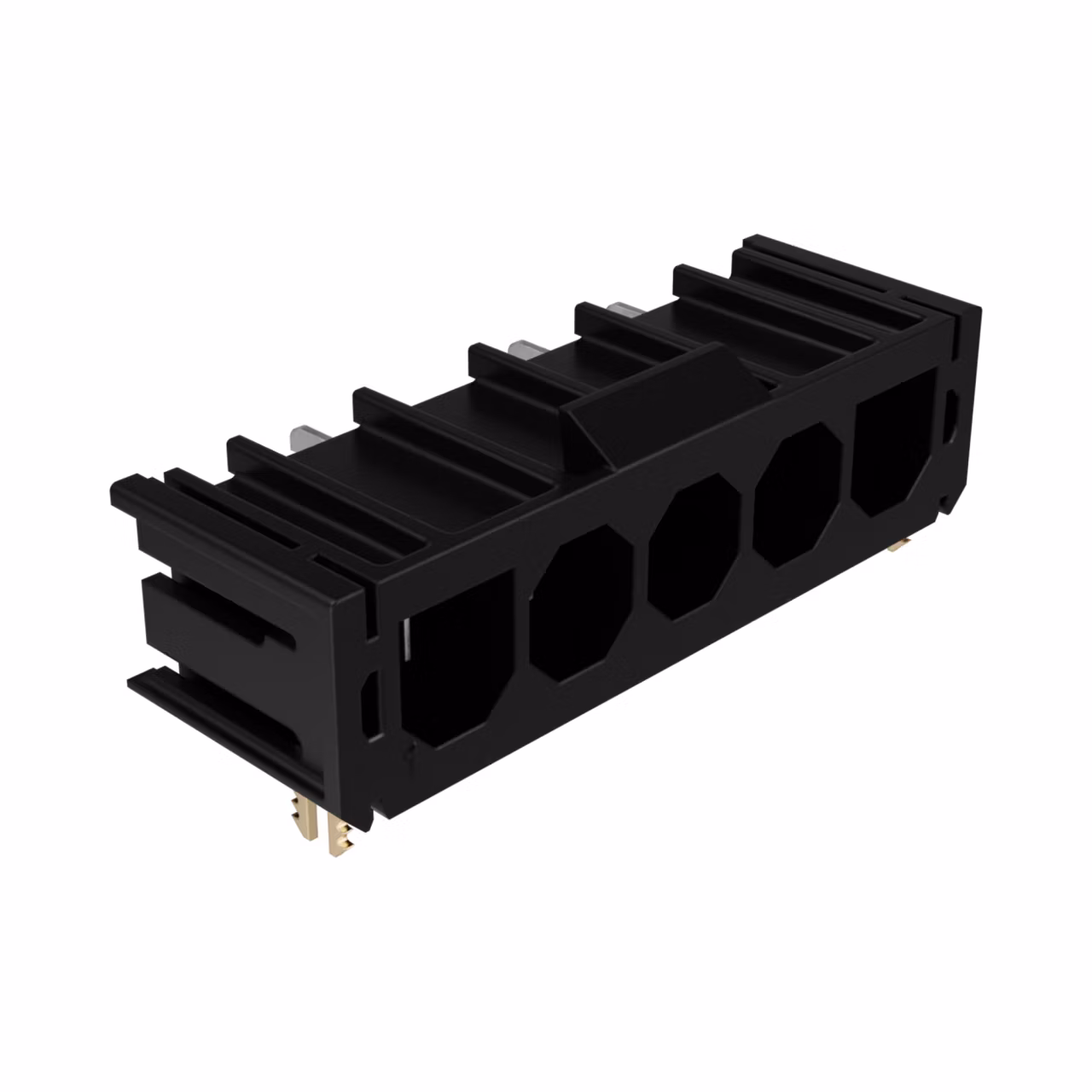Mega-Fit ColorLock Right-Angle Header, 5.70mm Pitch, Through Hole, Dual Row, 10 Circuits, Matte Tin (Sn) Plating, 3.60mm Tail Length, Glow-Wire Capable, Tray, Yellow