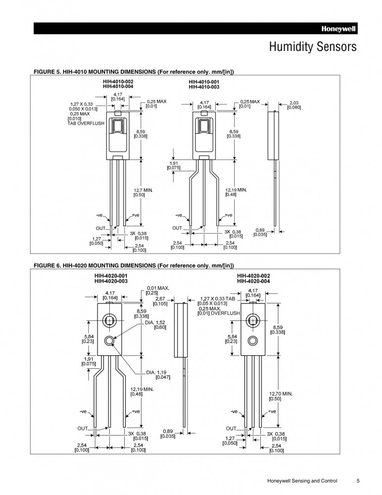 Honeywell HIH-4010 series datasheet page 5