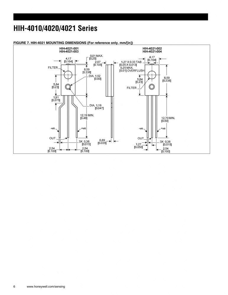 Honeywell HIH-4010 series datasheet page 6