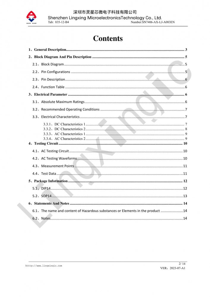 SN7406DR(LX) datasheet page 2