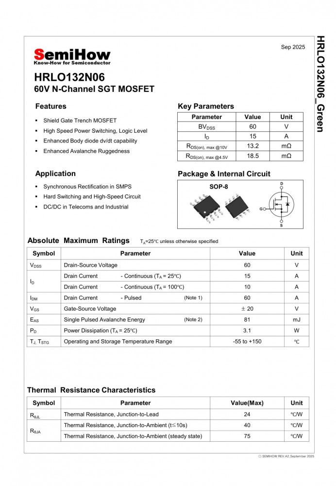 HRLO132N06 datasheet page 1