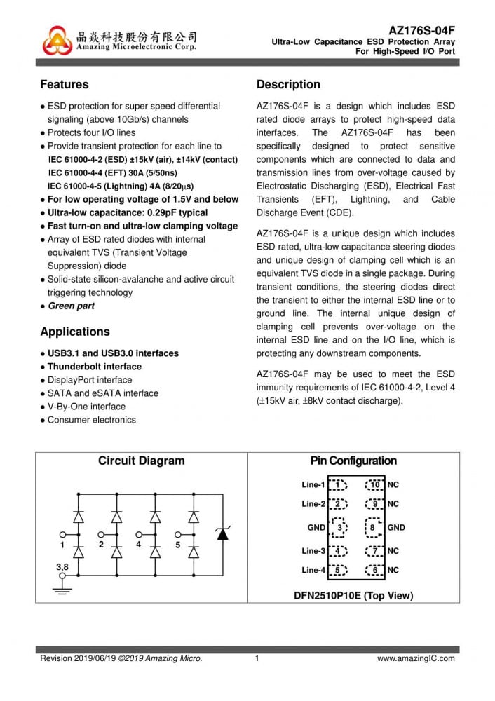 AZ176S-04F datasheet page 1