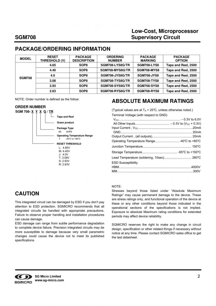 SGM708 datasheet page 2