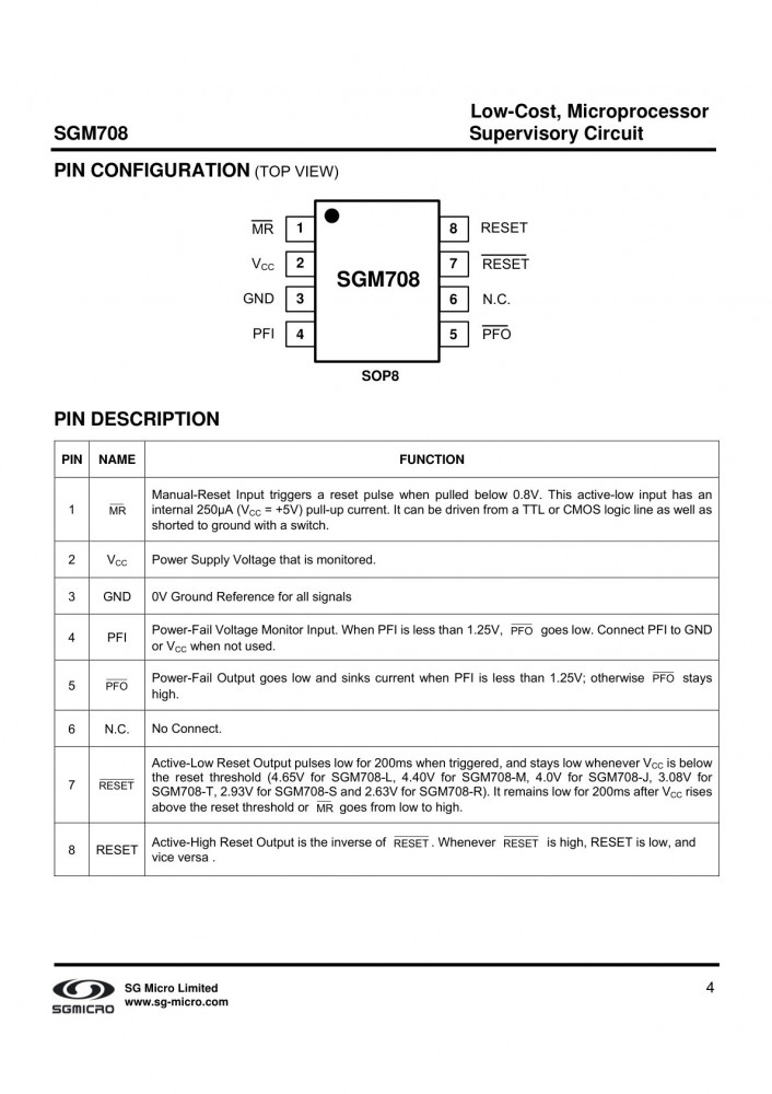 SGM708 datasheet page 4