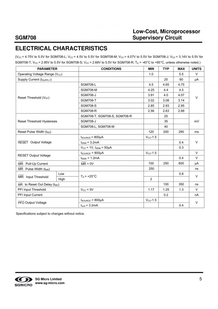 SGM708 datasheet page 5