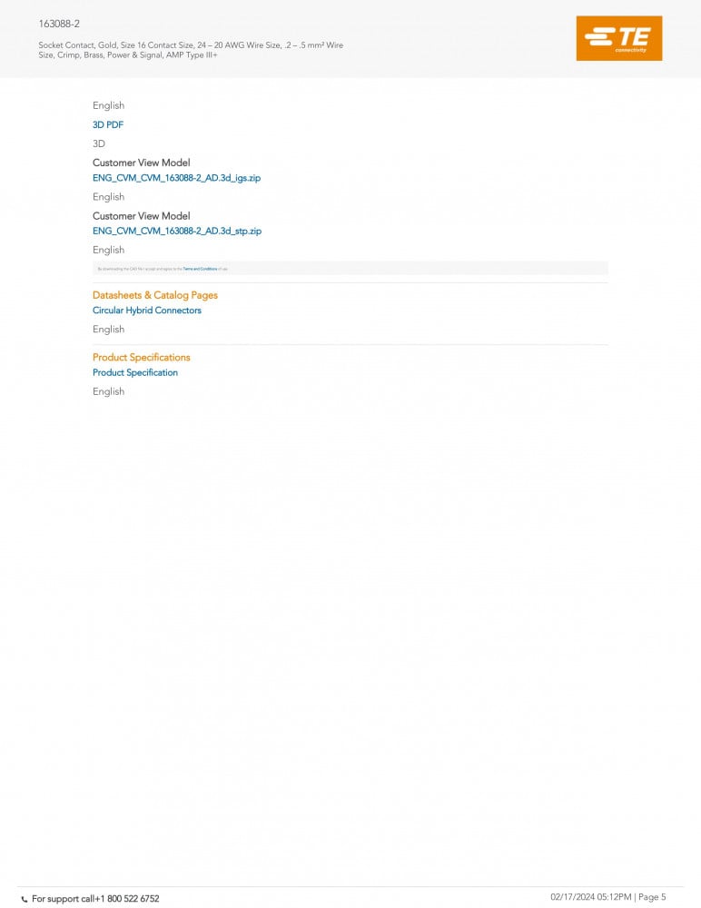 TE Connectivity 163088-2 technical document page 5