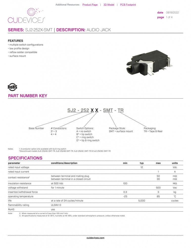 SJ2-2524D-SMT-TR datasheet page 1