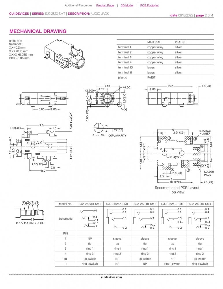 SJ2-2524D-SMT-TR datasheet page 2