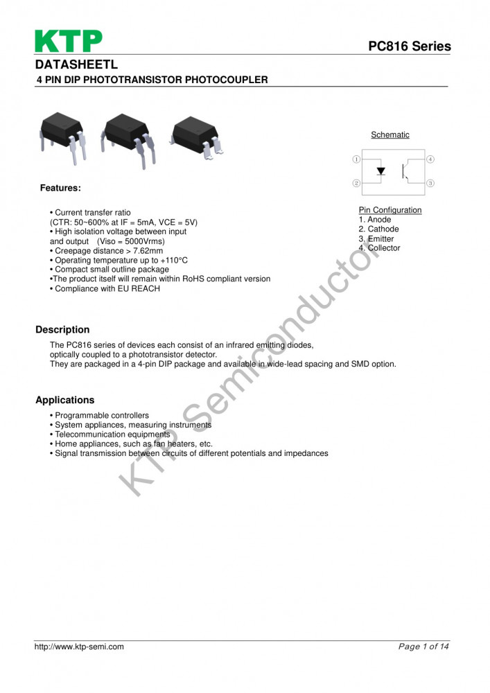 PC816C datasheet page 1