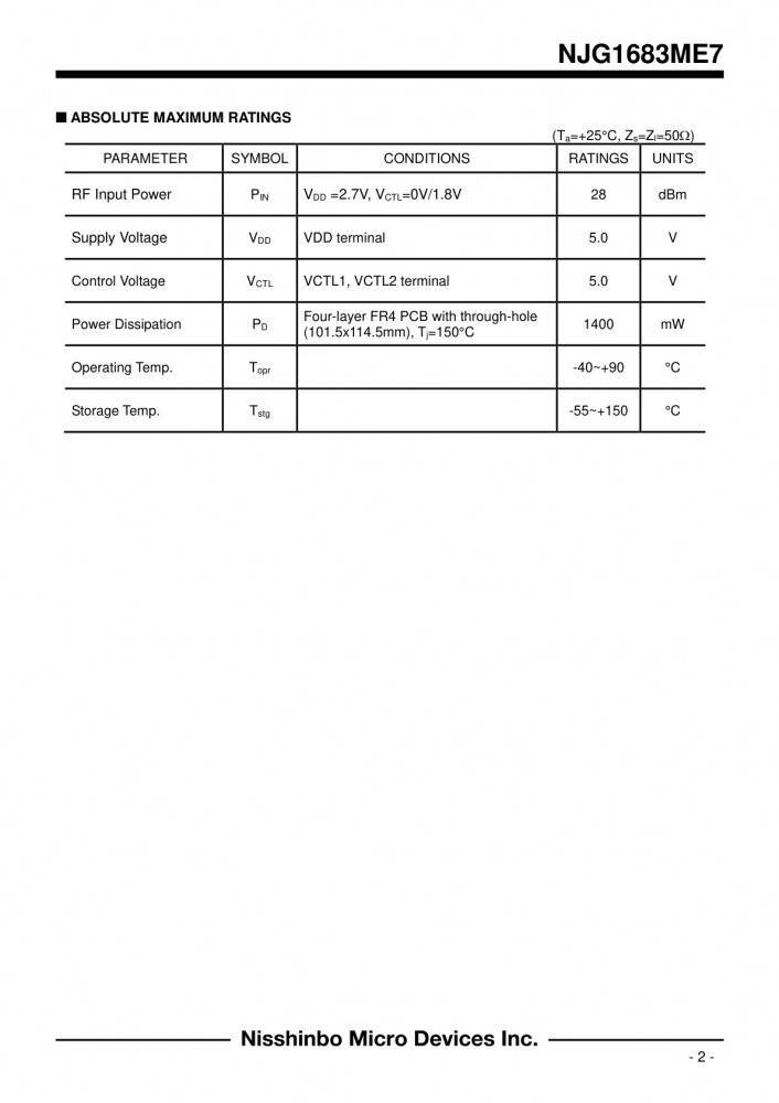 NJG1683ME7 datasheet page 2