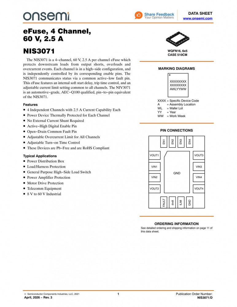 NIS3071 datasheet page 1