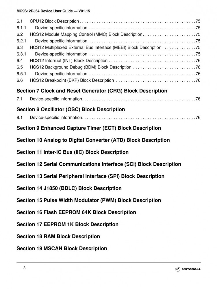 MC9S12D64 technical document page 8