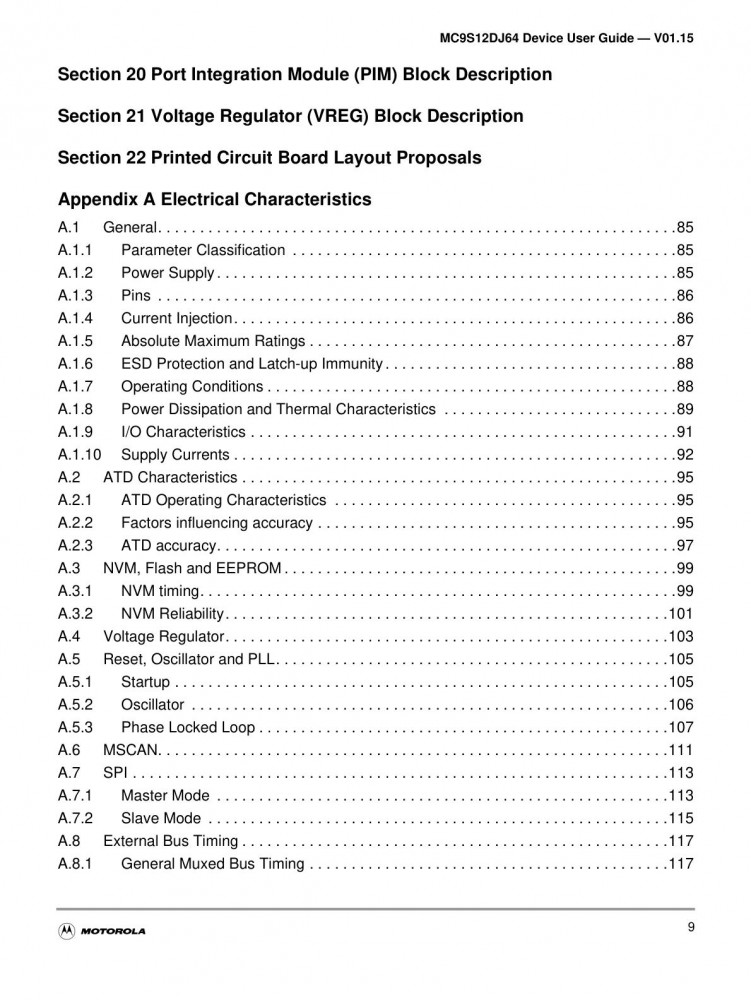 MC9S12D64 technical document page 9