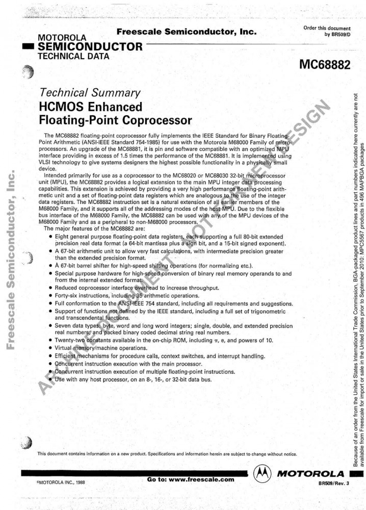 MC68882 datasheet page 1