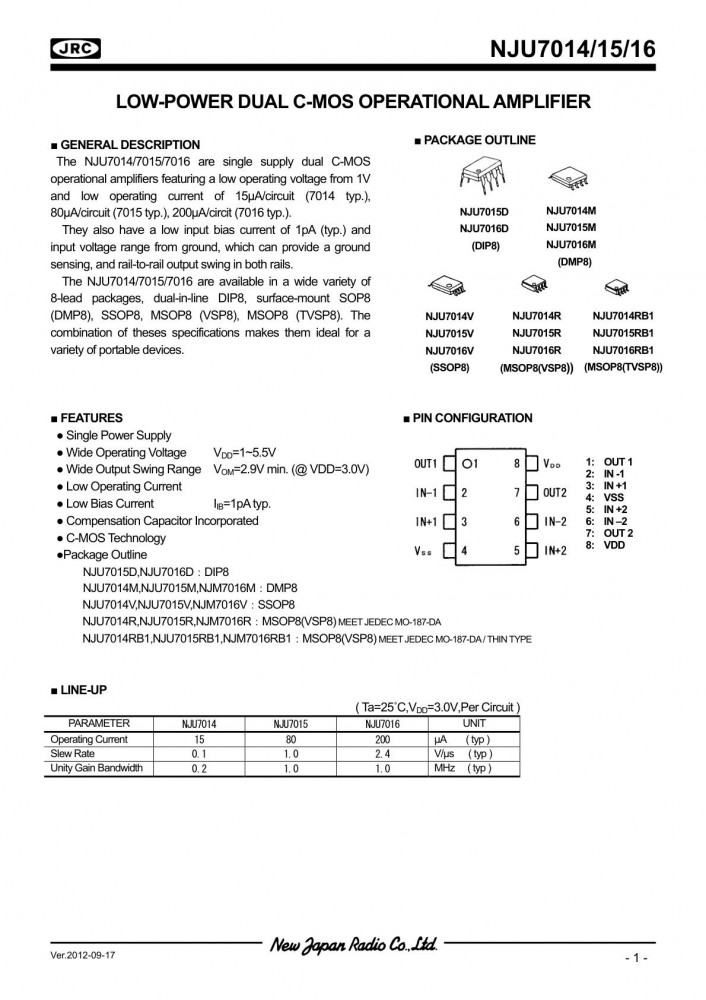 NJU7014V-TE1 datasheet page 1