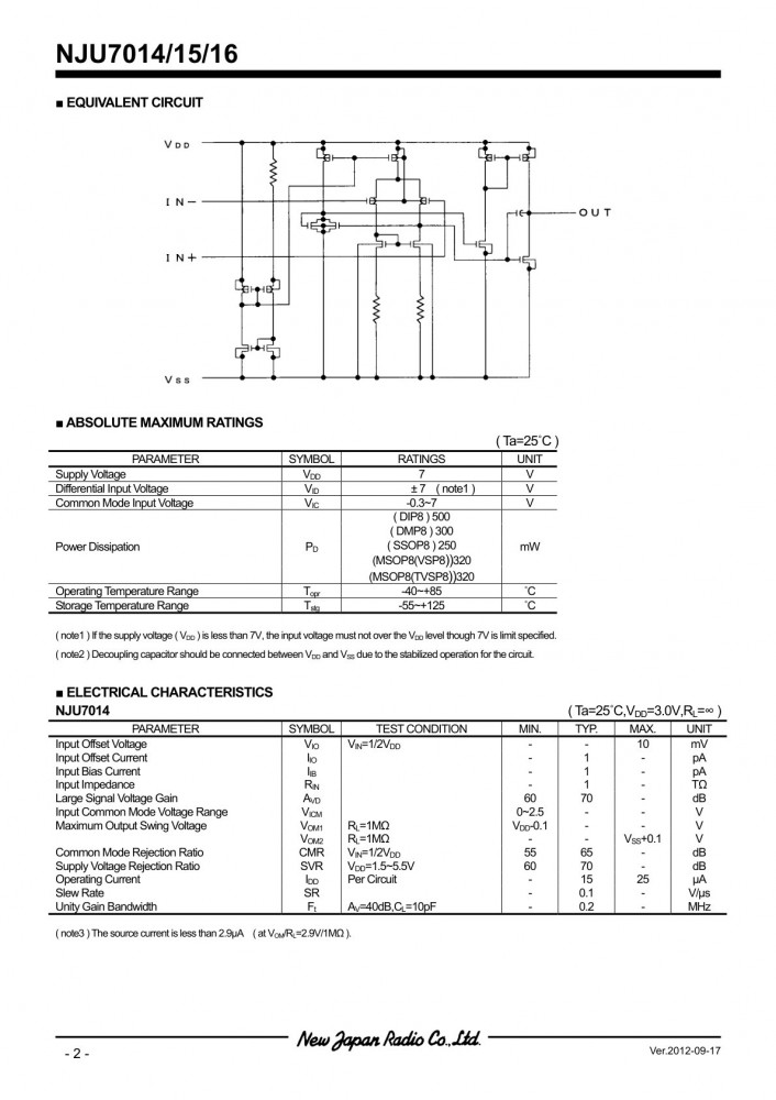 NJU7014V-TE1 datasheet page 2