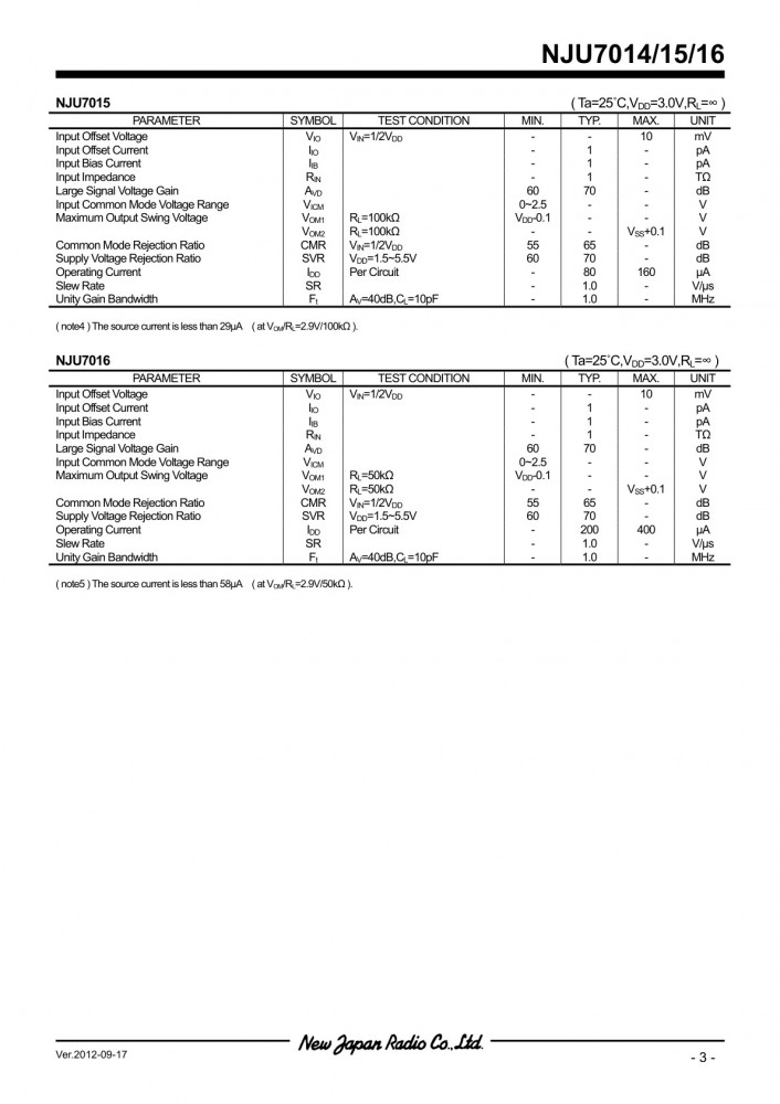 NJU7014V-TE1 datasheet page 3