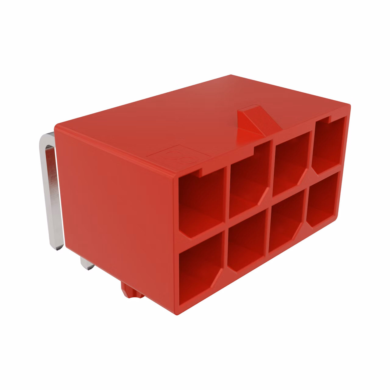 Mega-Fit ColorLock Right-Angle Header, 5.70mm Pitch, Through Hole, Dual Row, 8 Circuits, Matte Tin (Sn) Plating, 3.60mm Tail Length, Glow-Wire Capable, Tray, Red for sale