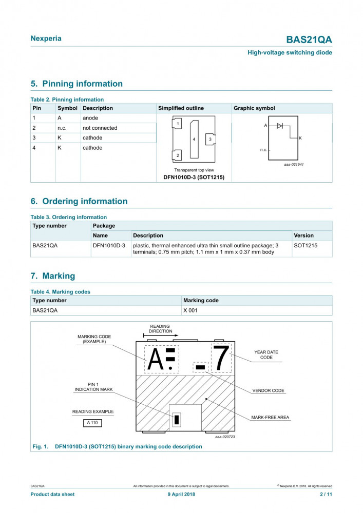 BAS21QA datasheet page 2