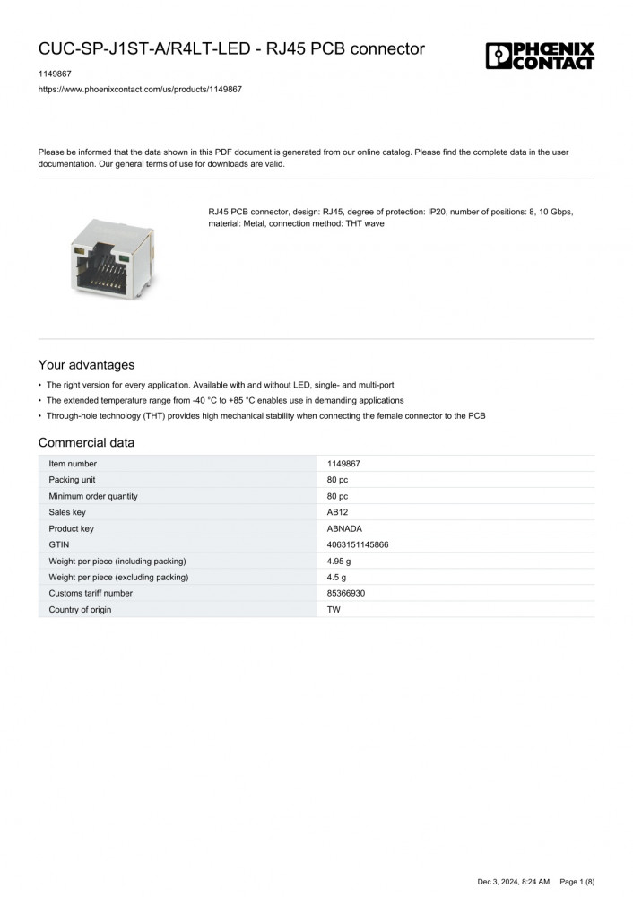 Phoenix Contact 1149867 datasheet page 1
