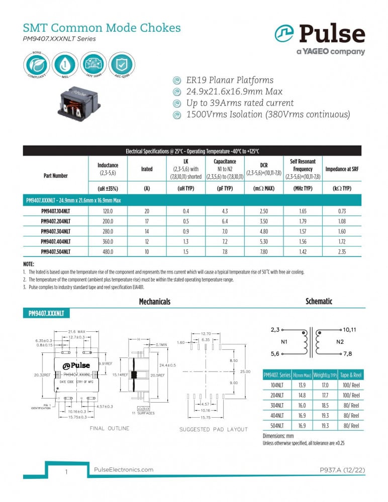 PM9407.204NLT technical document page