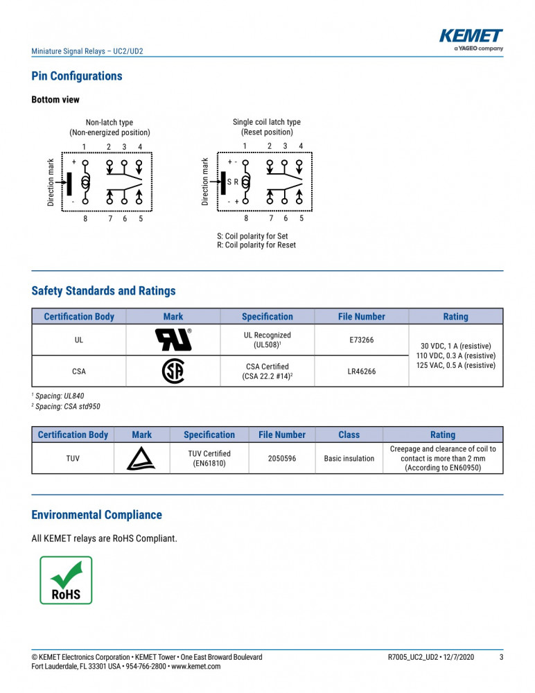 KEMET UD2-5NU technical document page 3