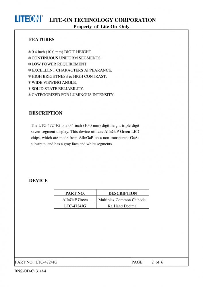 LTC-4724JG datasheet page 3