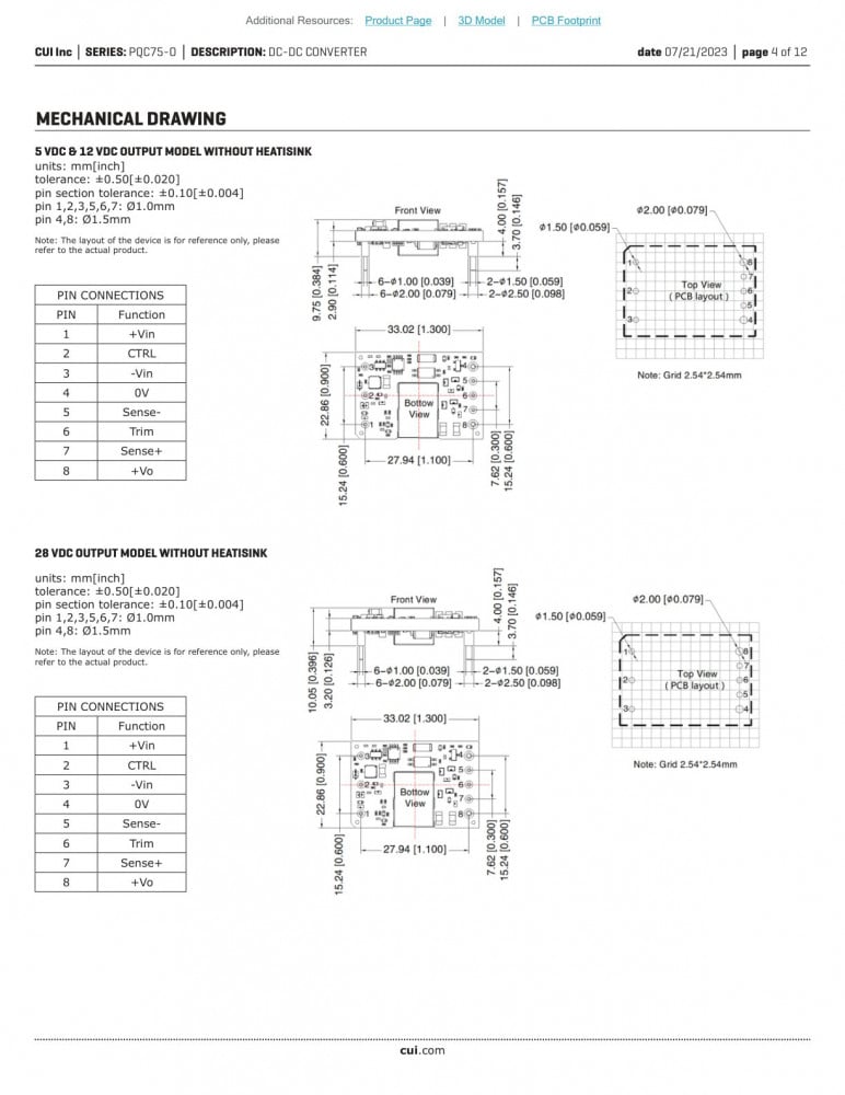 PQC75-48-S12-O datasheet page 4