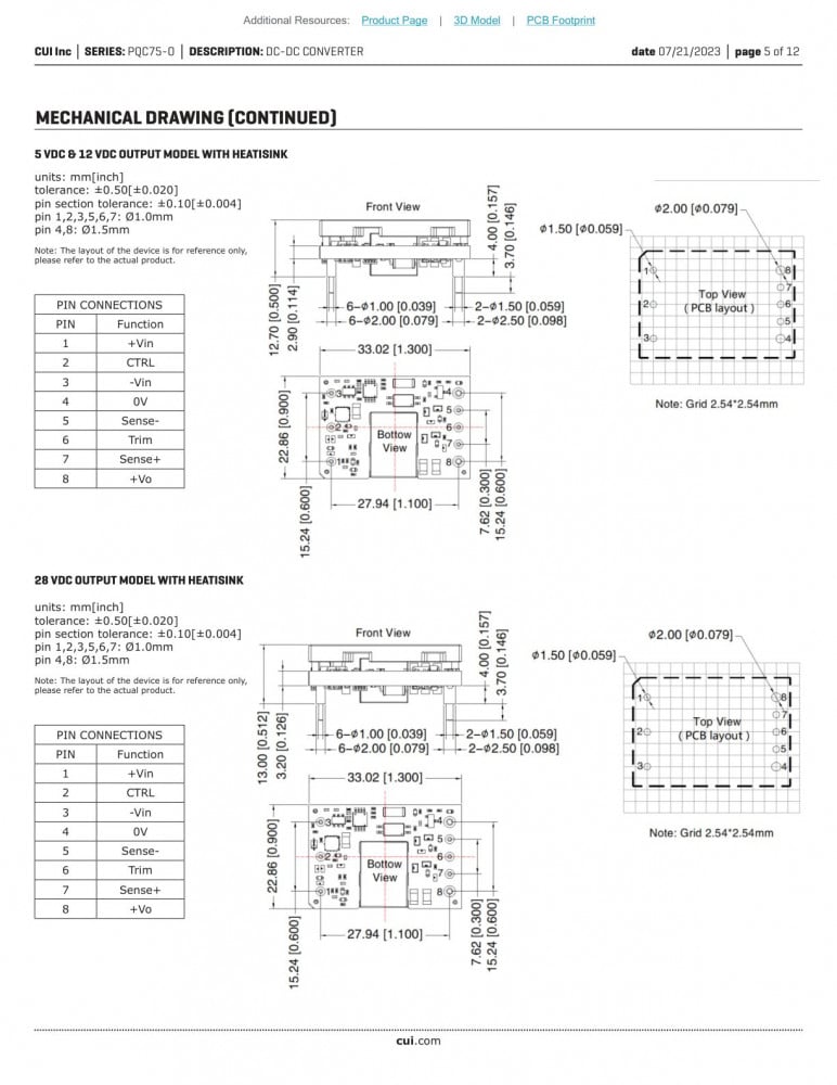 PQC75-48-S12-O datasheet page 5