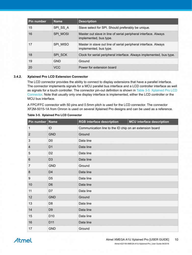 ATXMEGAA1U-XPRO user guide page 10
