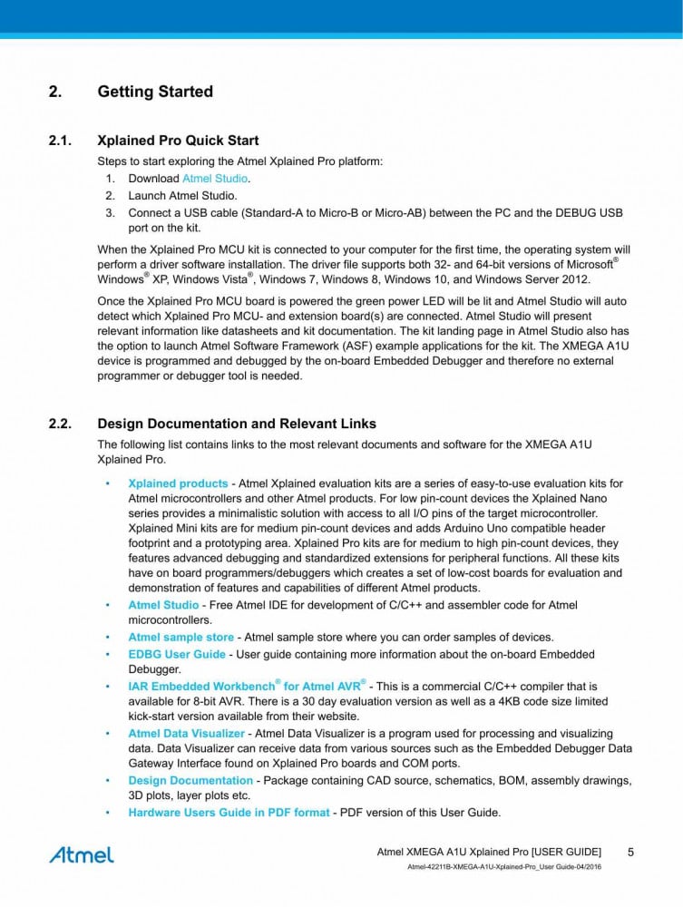 ATXMEGAA1U-XPRO user guide page 5