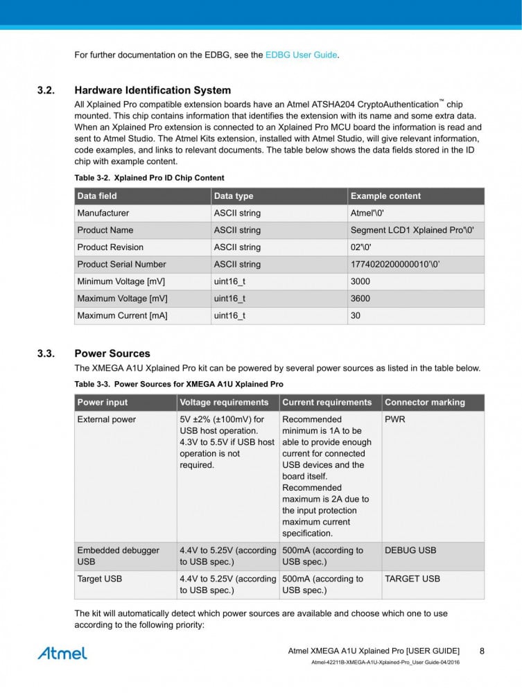 ATXMEGAA1U-XPRO user guide page 8