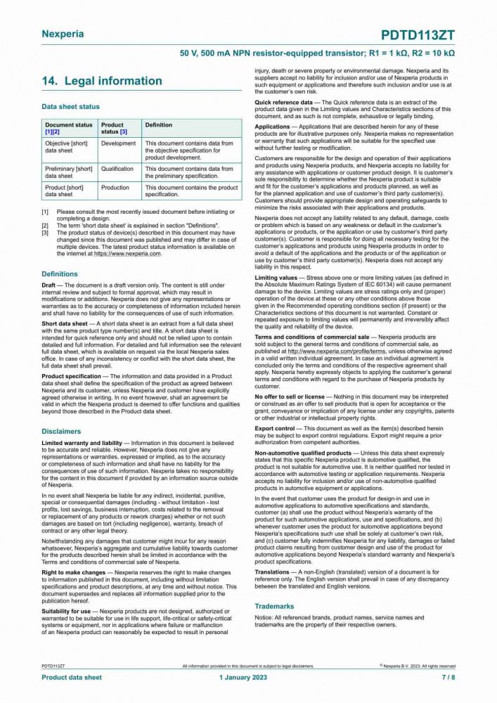 PDTD113ZT datasheet page 7
