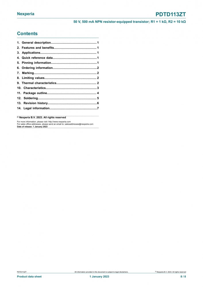 PDTD113ZT datasheet page 8