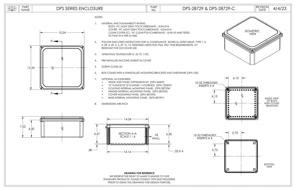 DPS-28729-C technical drawing and product documentation preview