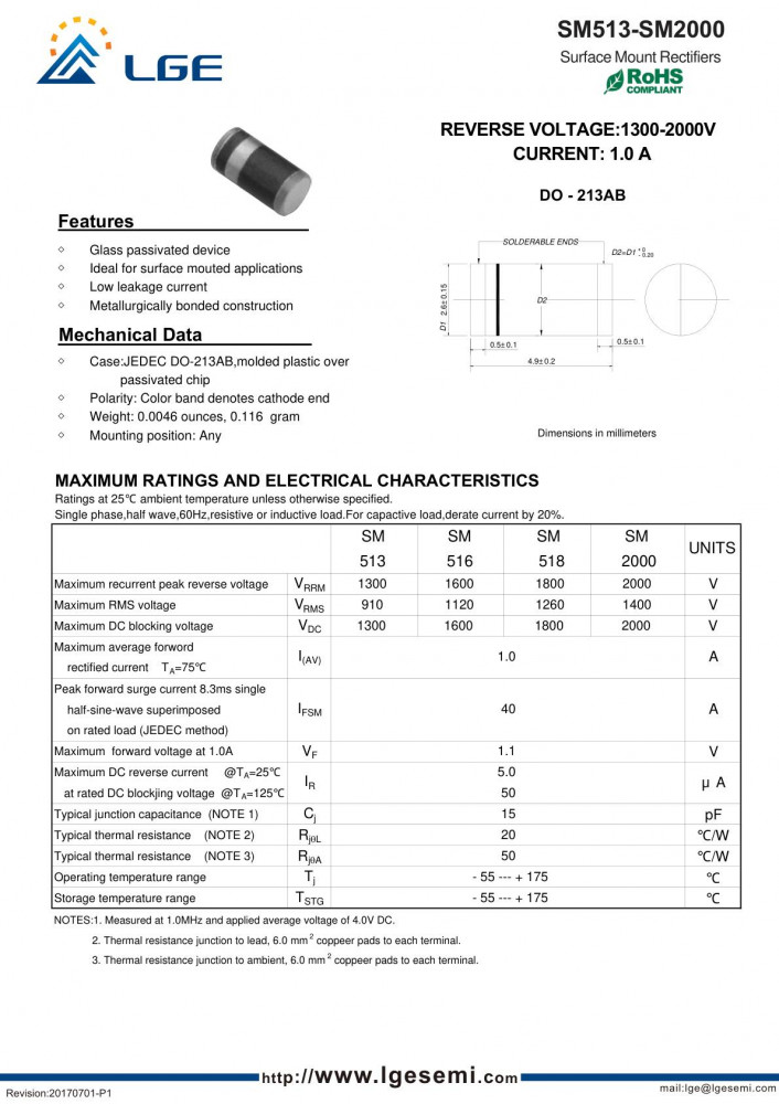 LGE SM2000 datasheet page 1