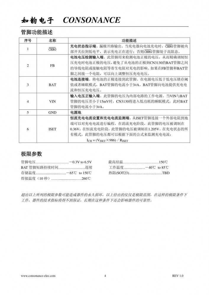 CN3130 datasheet page 4