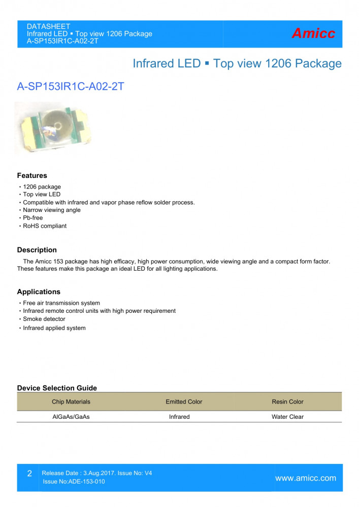 A-SP153IR1C-A02-2T datasheet page 2