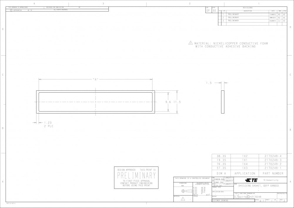 TE Connectivity 2170249-3 controlled drawing preview