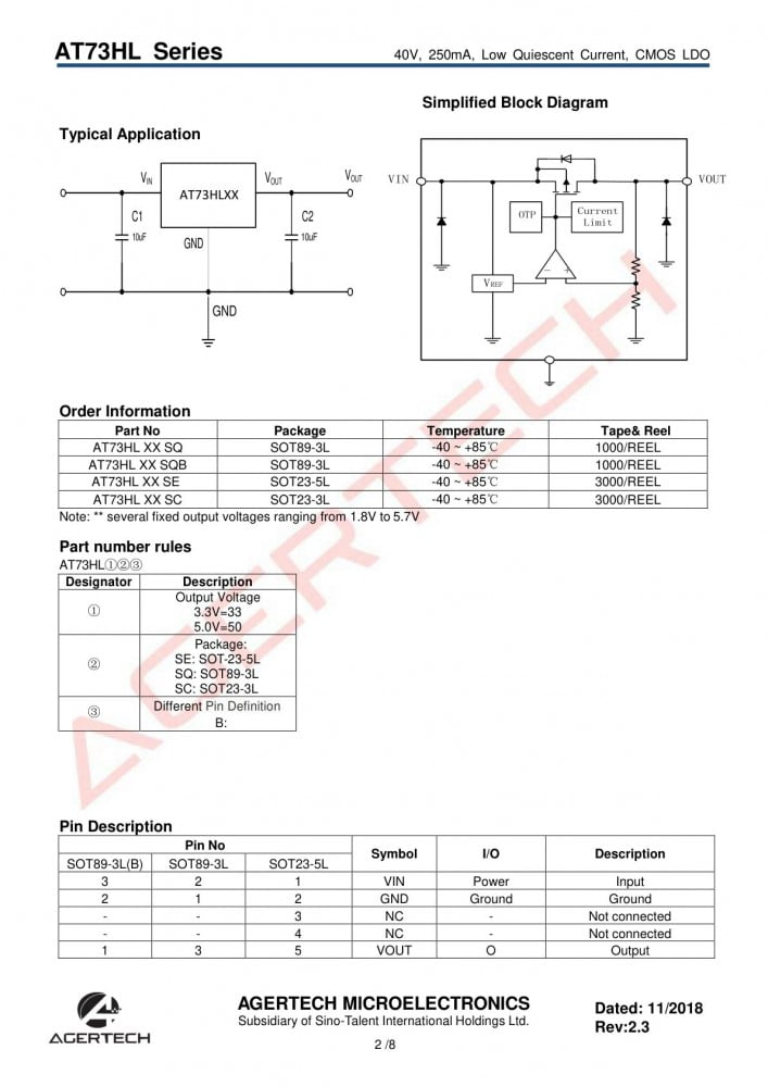 AT73HL datasheet page 2