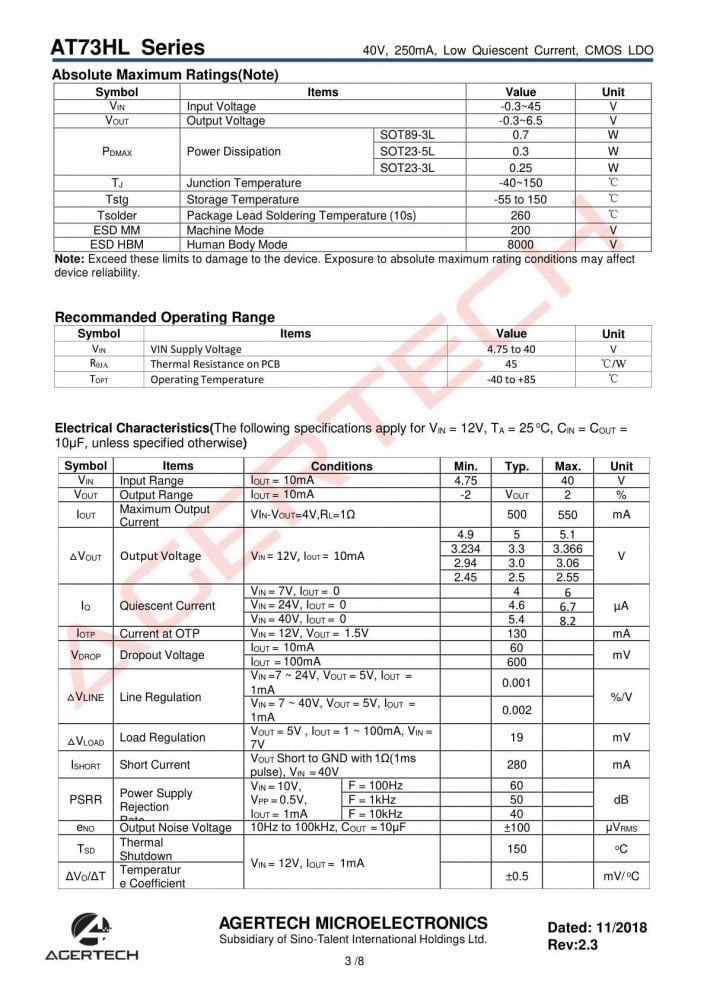 AT73HL datasheet page 3
