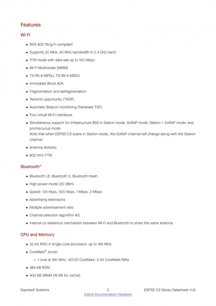ESP32-C3FN4 datasheet page 3