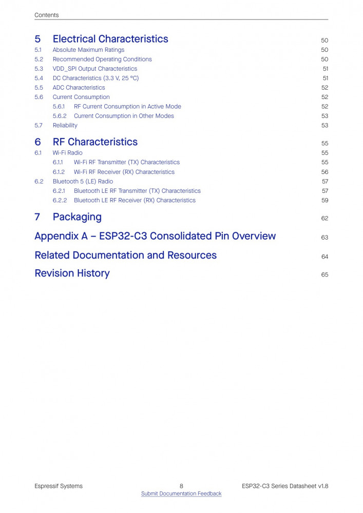 ESP32-C3FN4 datasheet page 8