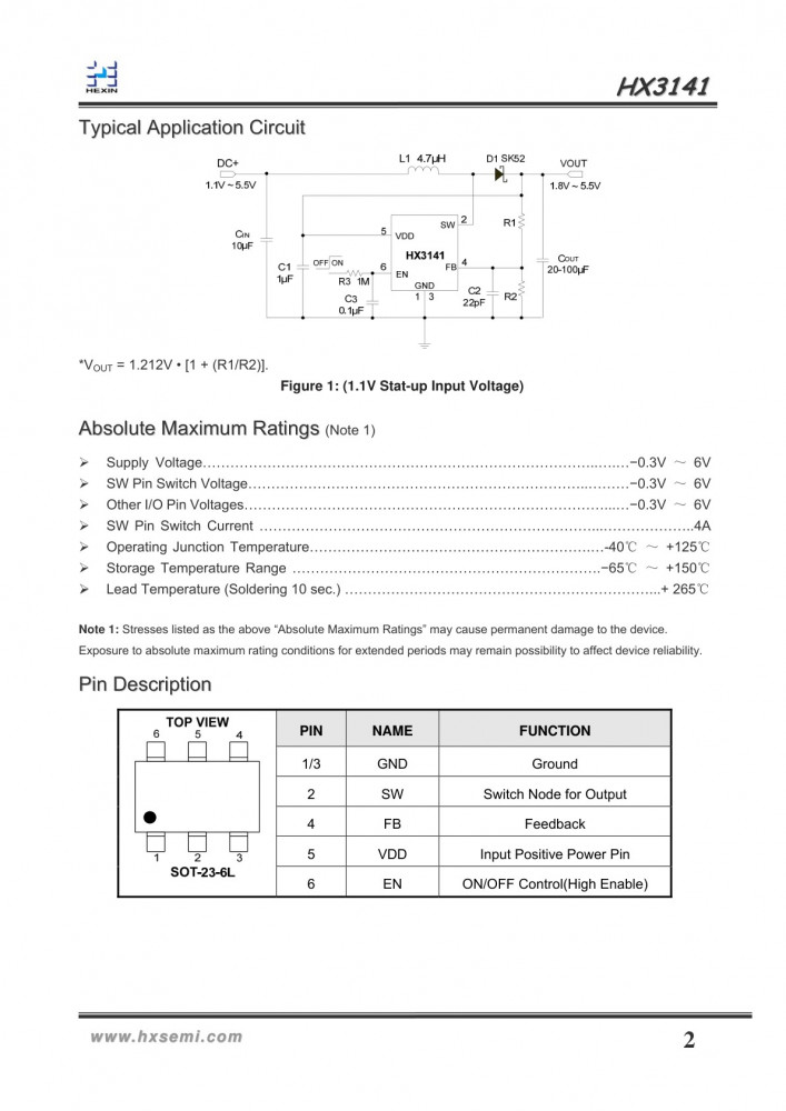 HX3141-AF datasheet page 2